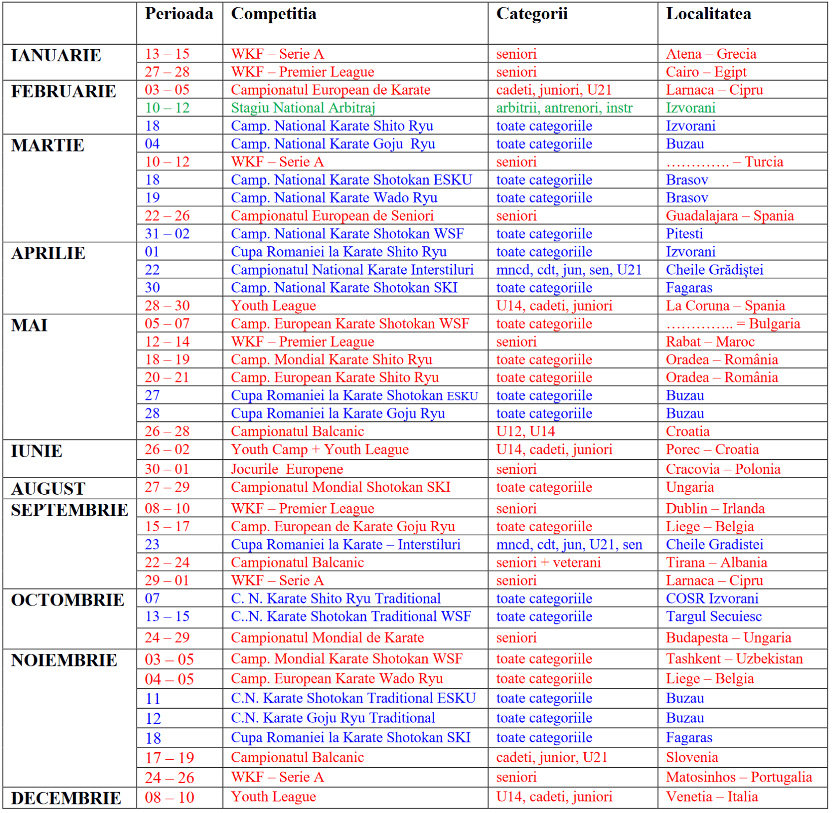 Calendar competitional 2023 – Asociatia sportivilor de performanta